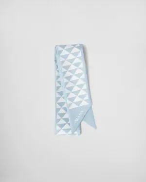 Prada Prada Printed Silk Tie Sky Blue/white