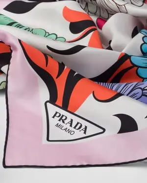 Prada Printed Silk Twill Scarf 90x90