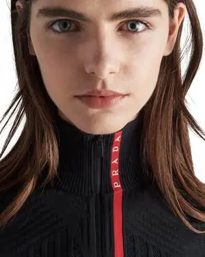 Prada Tech Rec Re-nylon Piqué Top - Black