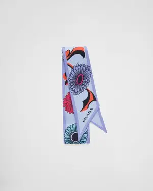 Prada Prada Printed Silk Twill Tie Astral Blue