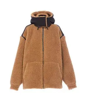 Prada Double Fleece And Recycled Technical Fabric Jacket - Brown