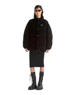 Prada Convertible Velvet Down Jacket - Black