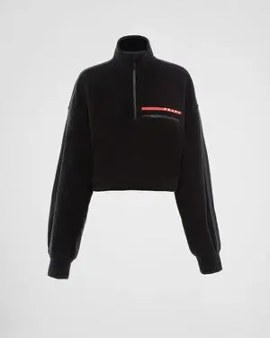 Prada Cropped Recycled Technical Fleece Sweatshirt