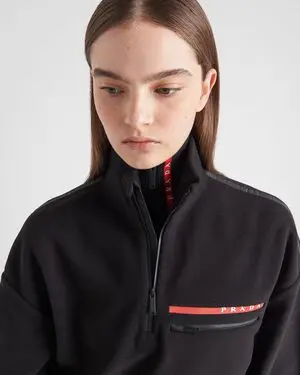 Prada Cropped Recycled Technical Fleece Sweatshirt