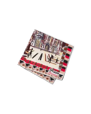 Prada Pittoresque Milan Print Silk Foulard 90
