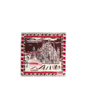 Prada Pittoresque Milan Print Silk Foulard 90