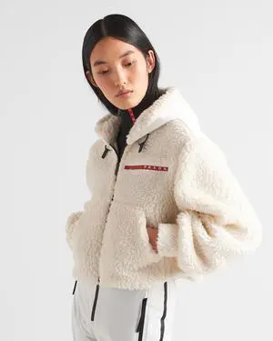 Prada Cropped Double Fleece Jacket - White/white