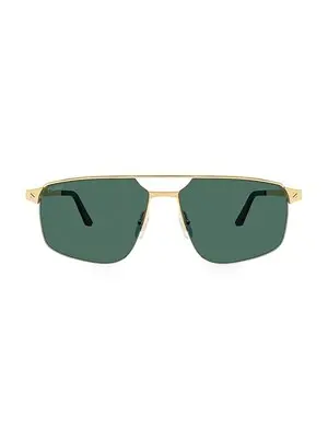 Cartier Santos Evolution 60mm Platinum-plated Navigator Sunglasses - Gold