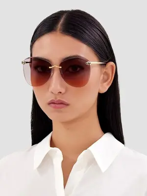 Cartier Panthère Classic 24k-gold-plated Butterfly Sunglasses