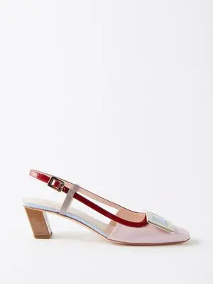 ROGER VIVIER Roger Vivier - Belle Viver Dec 45 Leather Slingback Pumps - Womens - Pink Multi - Pink Multi
