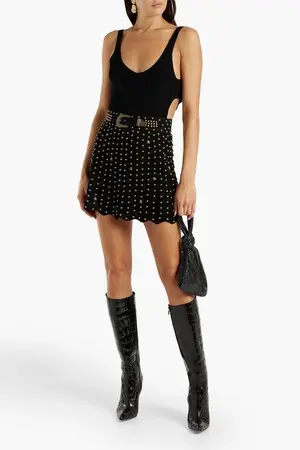 Retrofete Kirk Studded Suede Mini Skirt