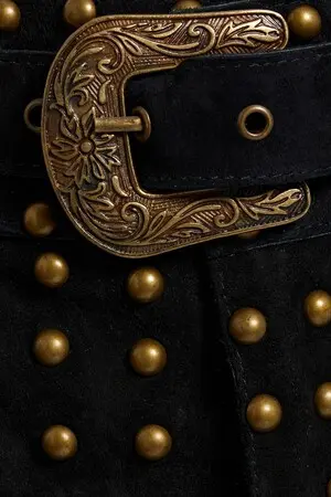 Retrofete Kirk Studded Suede Mini Skirt