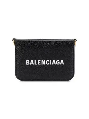 Balenciaga Cash Mini Wallet On Chain - Black
