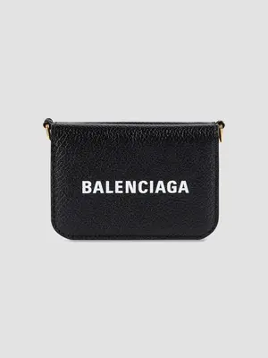 Balenciaga Cash Mini Wallet On Chain - Black