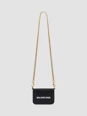 Balenciaga Cash Mini Wallet On Chain - Black