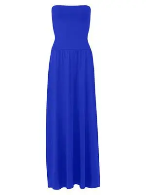 ERES Ankara Cotton Strapless Maxi Dress - Indigo