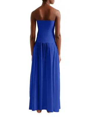 ERES Ankara Cotton Strapless Maxi Dress - Indigo