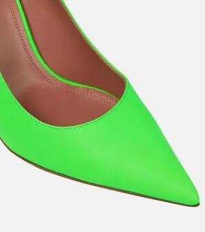Amina Muaddi Ami Leather Pumps - Green