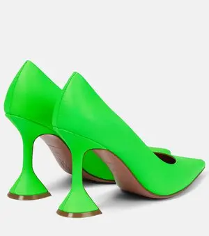 Amina Muaddi Ami Leather Pumps - Green