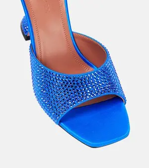 Amina Muaddi Lupita Embellished Satin Mules