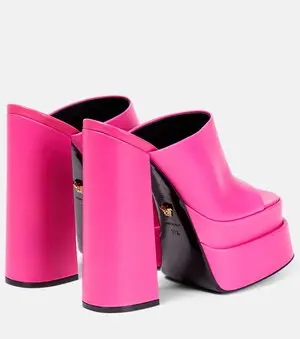 Versace Leather Platform Mules - Pink