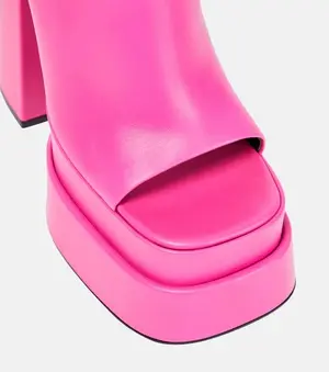 Versace Leather Platform Mules - Pink