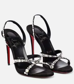 CHRISTIAN LOUBOUTIN Emilie Embellished Slingback Sandals - Black