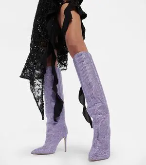 Paris Texas Holly Embellished Knee-high Boots - Purple