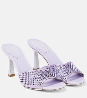 Rene Caovilla Embellished Leather Mules - Purple