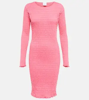 PATOU Smocked Cotton-jersey Mini Dress