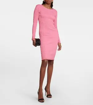 PATOU Smocked Cotton-jersey Mini Dress