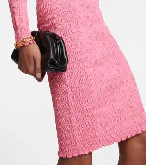 PATOU Smocked Cotton-jersey Mini Dress