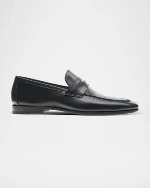 Magnanni Sasso Leather Penny Loafers - Black