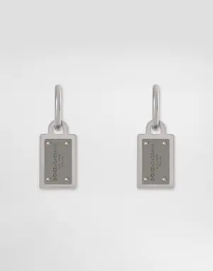 Dolce & Gabbana Logo Tag Earrings - Silver