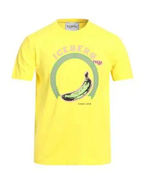 Iceberg Man T-shirt Black Size S Cotton Yellow