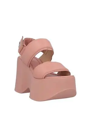 VIC MATIE Leather Wedge Sandals - Pink