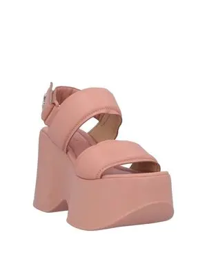 VIC MATIE Leather Wedge Sandals - Pink