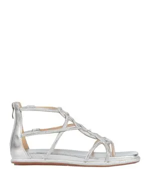 ALMA EN PENA Metallic Leather And Textile Fiber Embellished Thong Sandals