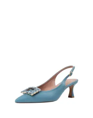 BIANCA DI Leather Slingback Pumps - Blue
