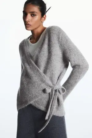 Cos Wool Wrap Cardigan Grey Editorialist