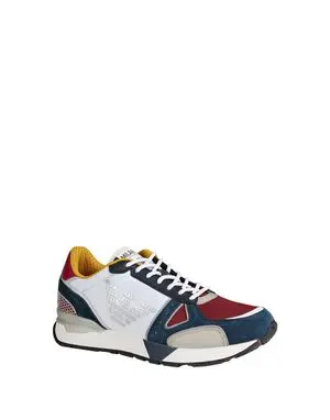 Emporio Armani Leather And Textile Sneakers - Navy Blue