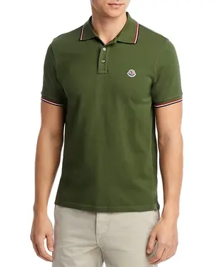 Moncler Cotton Tipped Polo Green
