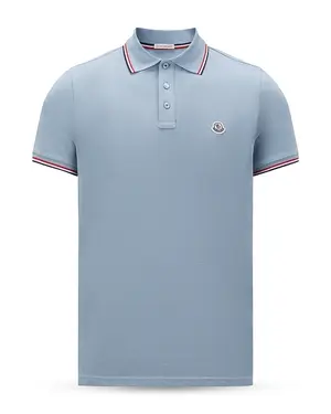 Moncler Cotton Tipped Polo - Pastel Blue