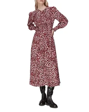 Whistles Abstract Cheetah Print Midi Dress - Pink/multi
