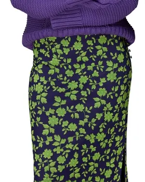 Whistles Linear Floral Side Button Mesh Skirt