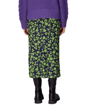 Whistles Linear Floral Side Button Mesh Skirt