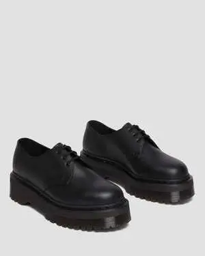 Dr. Martens Vegan 1461 Quad Mono Platform Shoes In Black - 21% Off