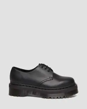 Dr. Martens Vegan 1461 Quad Mono Platform Shoes In Black - 21% Off