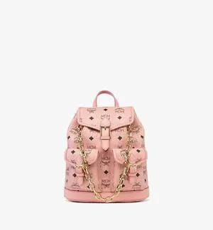 Mcm Drawstring Backpack In Visetos - Soft Pink