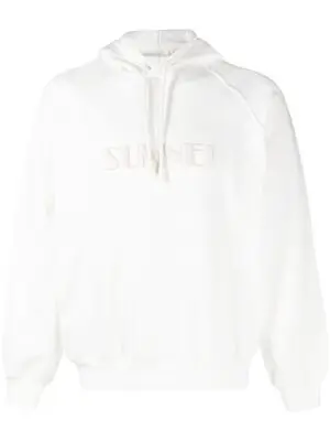 Sunnei Logo-embroidered Cotton Hoodie - White